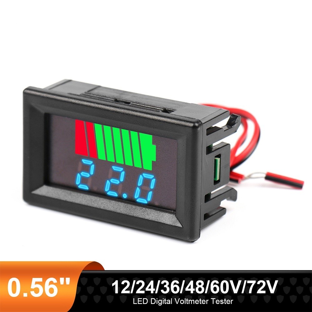 0.56" Car Battery Charge Level Capacity Meter Indicator LED Display Voltmeter 12V-60V | Shopee ...