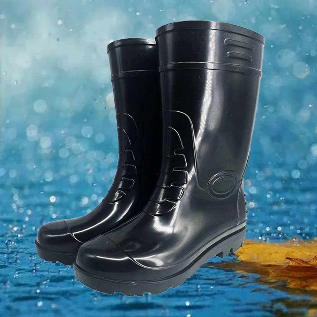 high cut rain bota simple plain rain flood boots for men rubber wear ...
