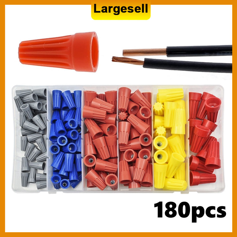 180Pcs/Box Electrical Wire Twist Terminal Spring Insulated Twist End ...