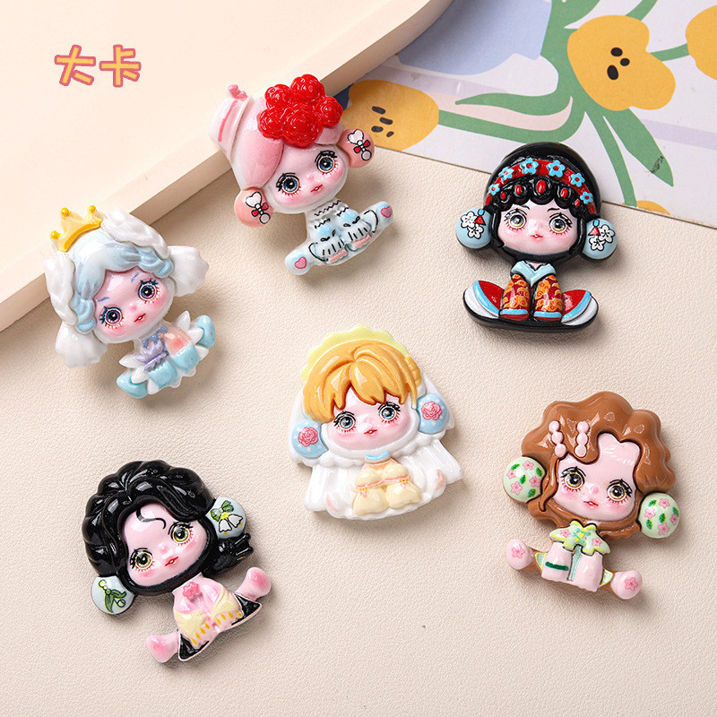 6pcs Cute Big Size Girl Resin Charms for DIY | Shopee Philippines