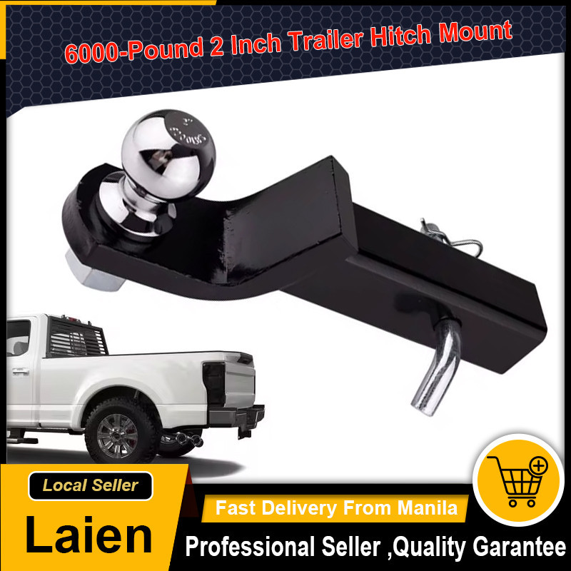 6000-Pound 2 Inch Trailer Ball Mount Solid Steel Tow Ball Hitch Trailer ...