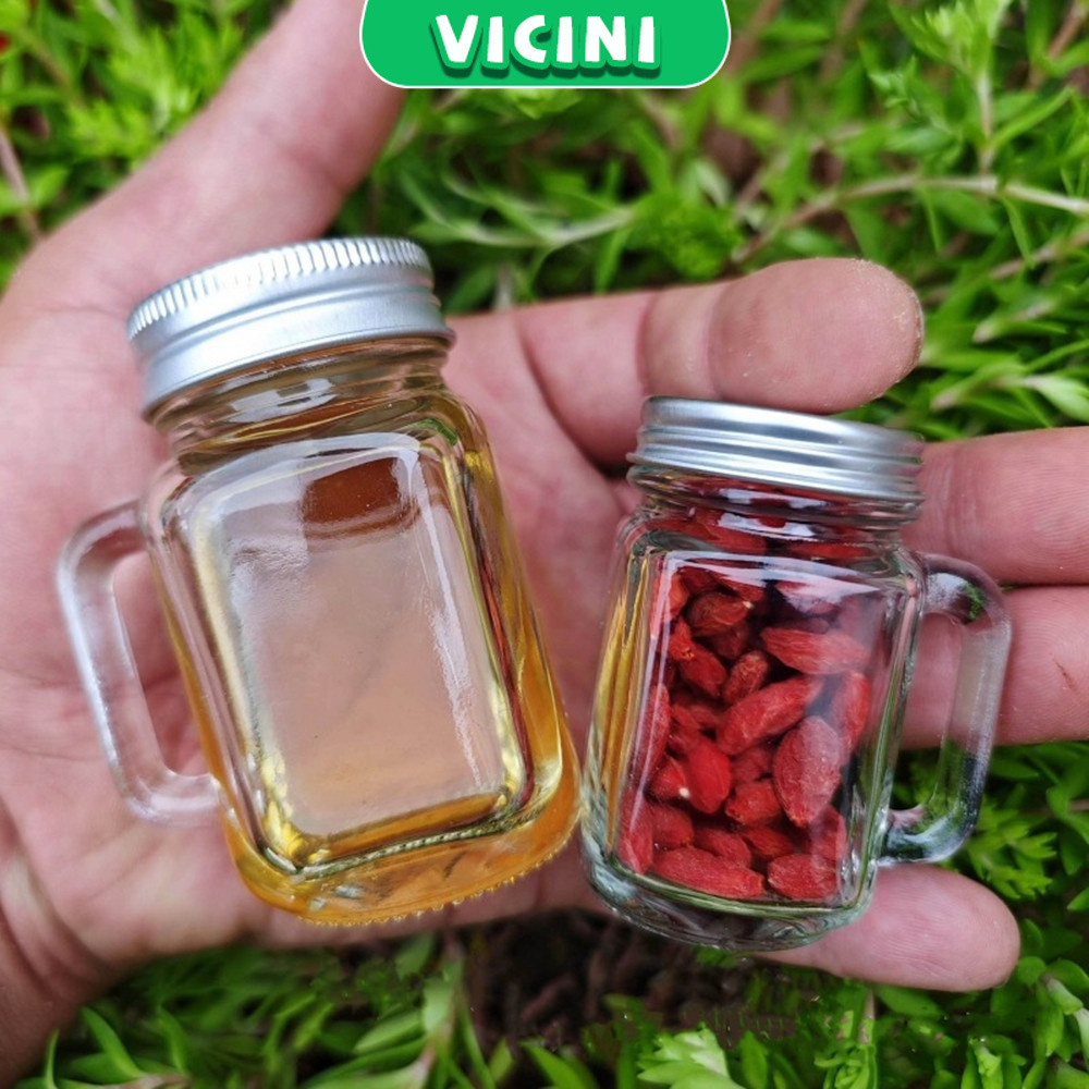 Mini Mason Jar Glass Espresso Cup with Lid and Handle Mug Leakproof ...