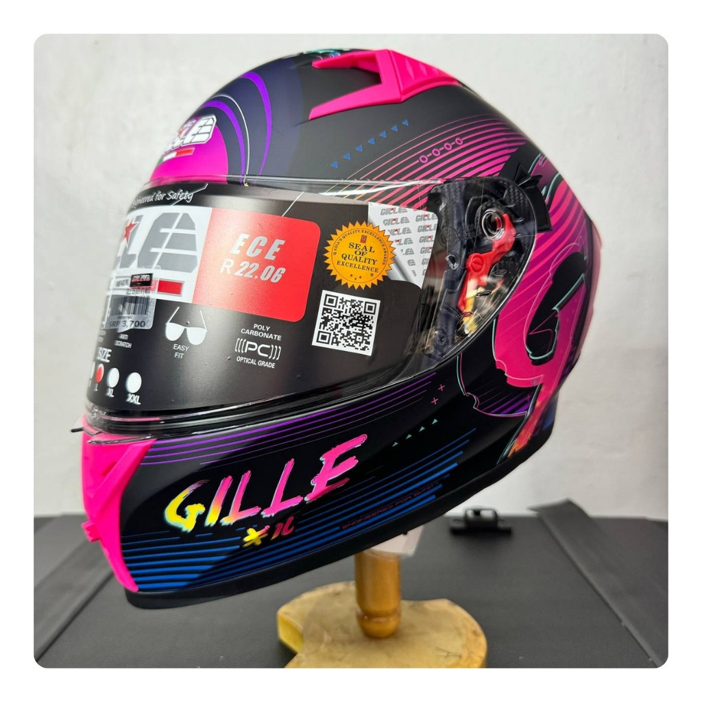 Gille gts v1 x-Saber matte black pink fullface dual visor helmet ...
