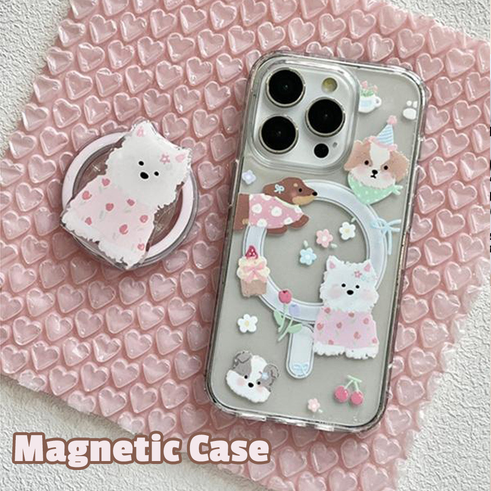 Cartoon Cute Dog Holder Magnetic Accessories Popsocket Phone Case for ...