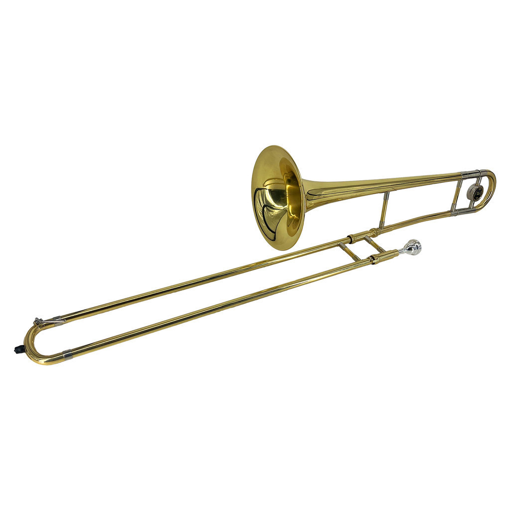 Alto Trombone Brass Gold Lacquer Bb Tone B flat Wind Instrument with ...