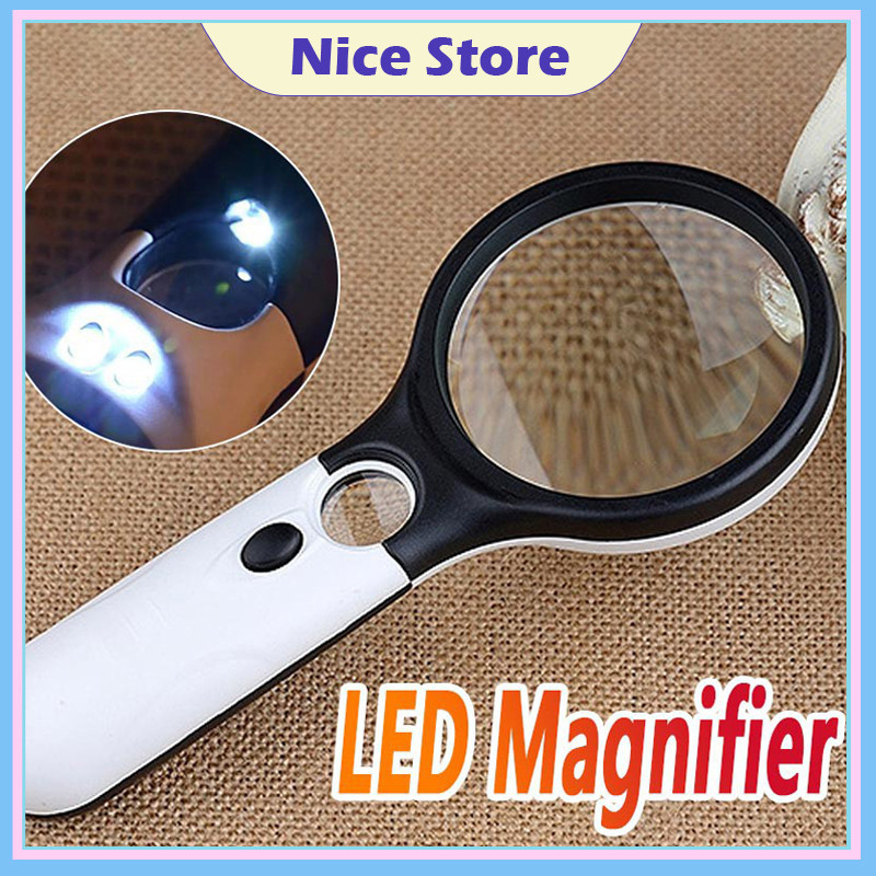 NICE 3X 45X Illuminated Magnifier Microscope Magnifying Glass With 3 ...