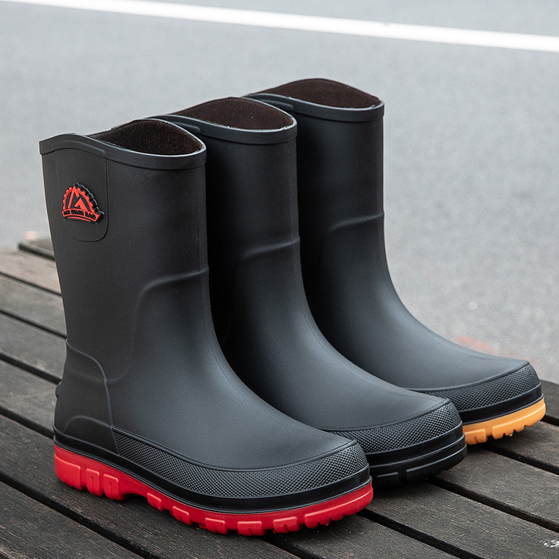Men Beam Waterproof Shoes, Mid-Tube Anti-Slip Rain Boots, Work Rubber ...