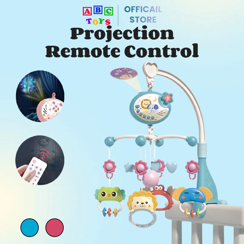 ABCtoys Newborn Sleeping Rotating Bed Bell Music Projection Remote ...
