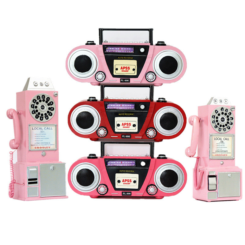 Pink Telephone Radio Model Ornaments Influencer Shop Decoration ...