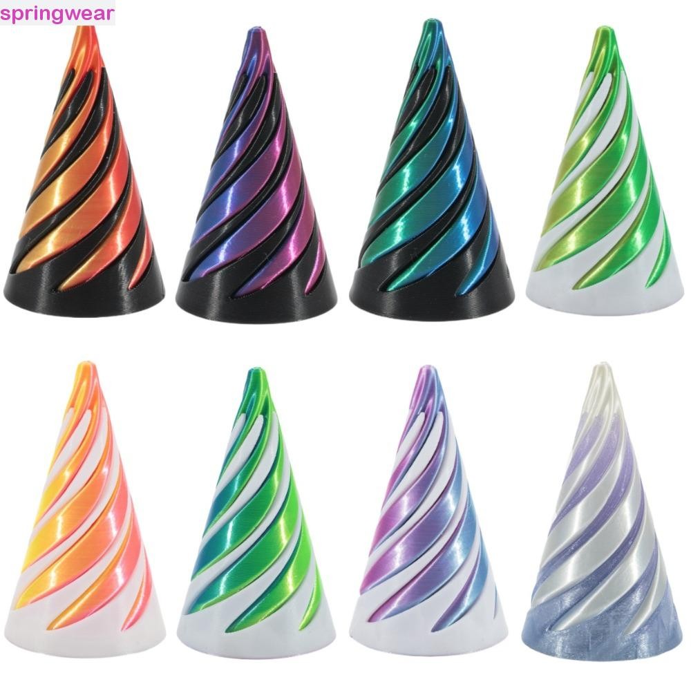 SPRINGWEAR 2Pcs 3D Printed Spiral Cone Toy, Passthrough Sculpture ...
