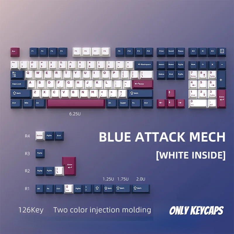 Mecha Keycap Cherry Profile Doubleshot Suitable Keycaps for MX Type ...
