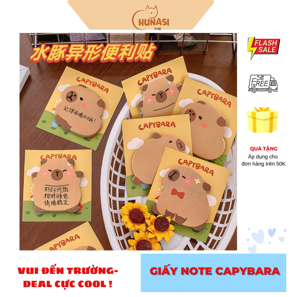Capybara Note Paper - Office Students Stickers Notebook Reminders Decor ...