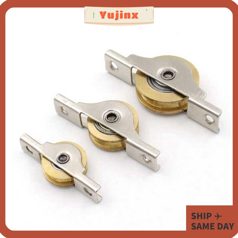 YUJINX Sliding Door Bottom Pulley, Iron Silver Barn Door Rollers ...