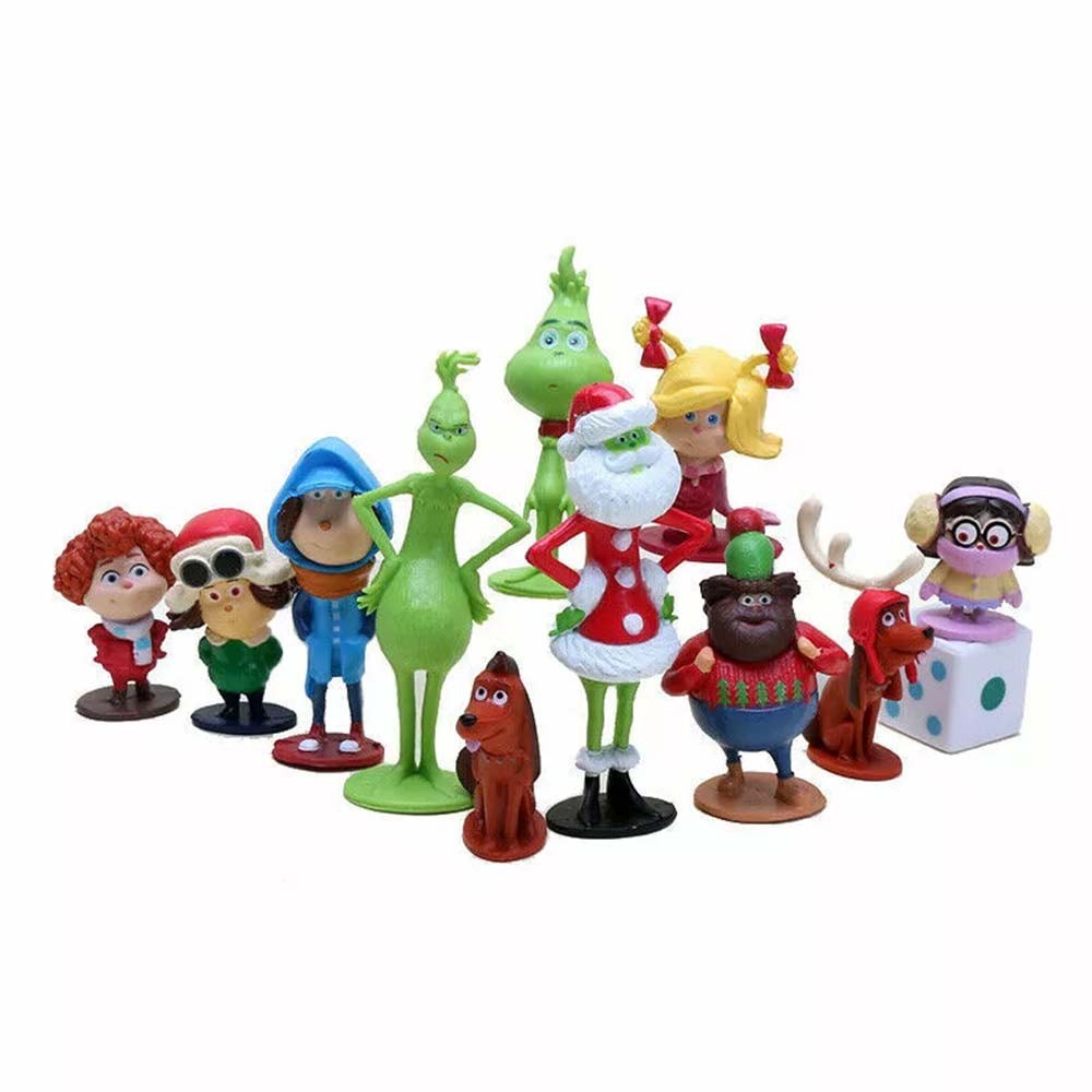 12Pcs How the Grinch Stole Christmas Cartoon Action Figure Kids Toy ...