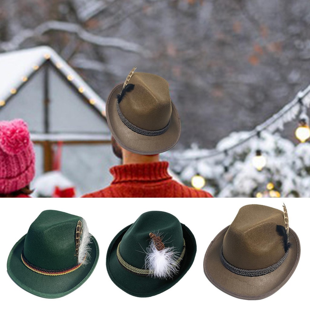 Bavarian Hat with Feather Adults Soft German Bavarian Hats with Feather ...
