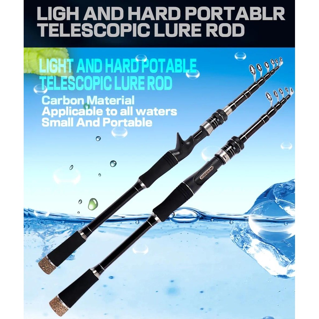 Long Casting Telescopic Fishing Rod 1.8-3M Ultralight Portable Carbon ...