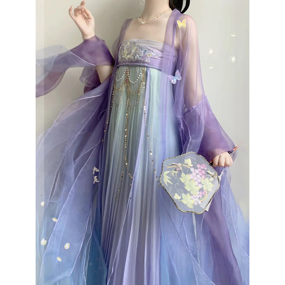 Stock 丨 Hanfu Yaochi women [Ziyan] tattered big sleeve shirt, fairy ...