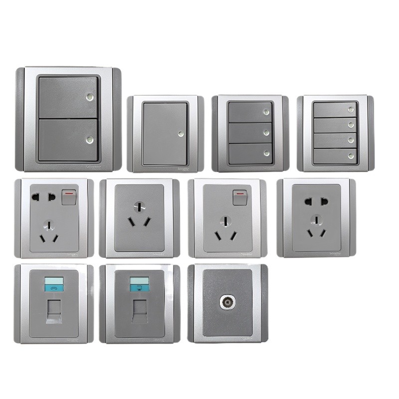 Schneider switch socket 86 E3000 silver gray 16A three-plug two ...