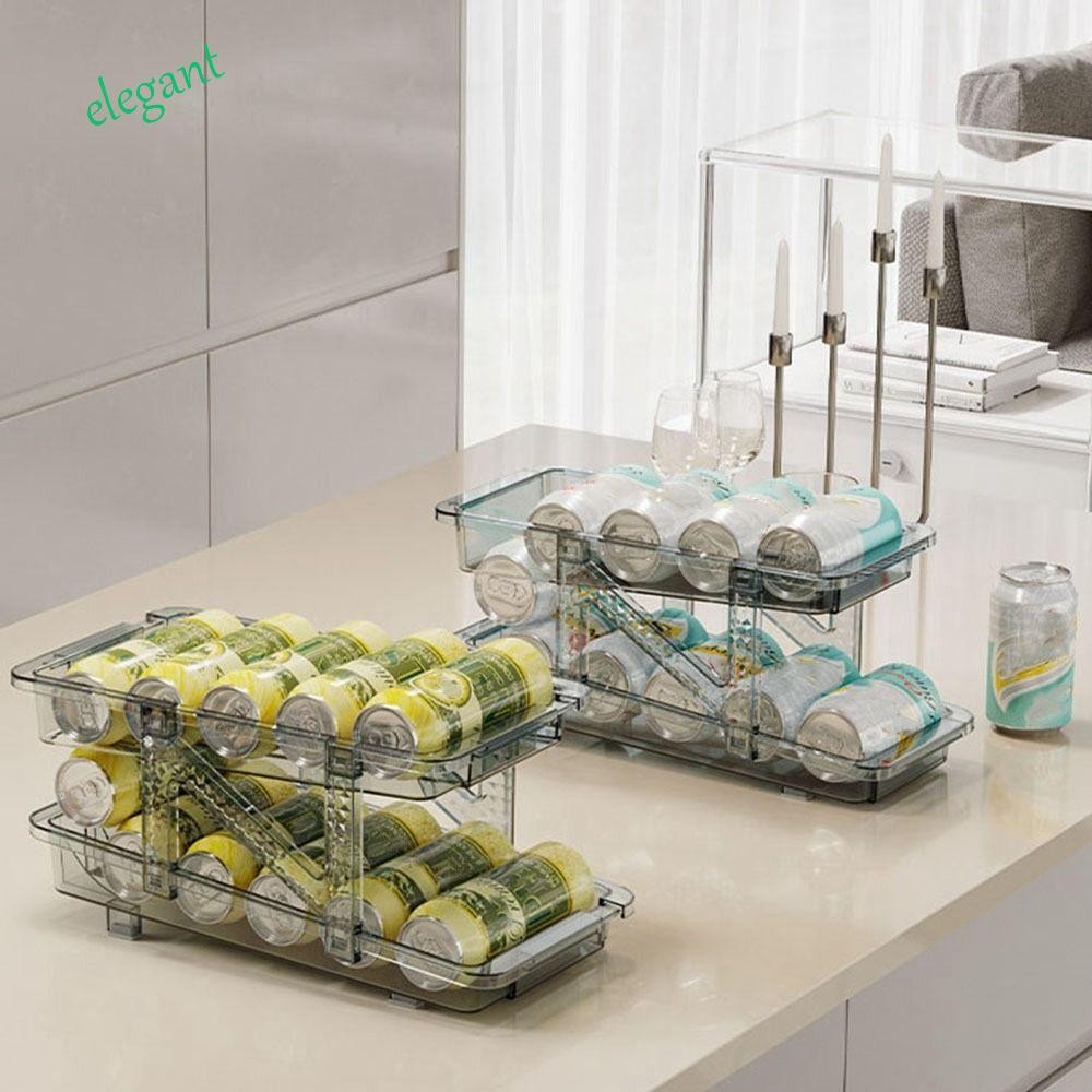ELEGANT 2 Layer Beverage Storage Box, Plastic Transparent Canned Food ...