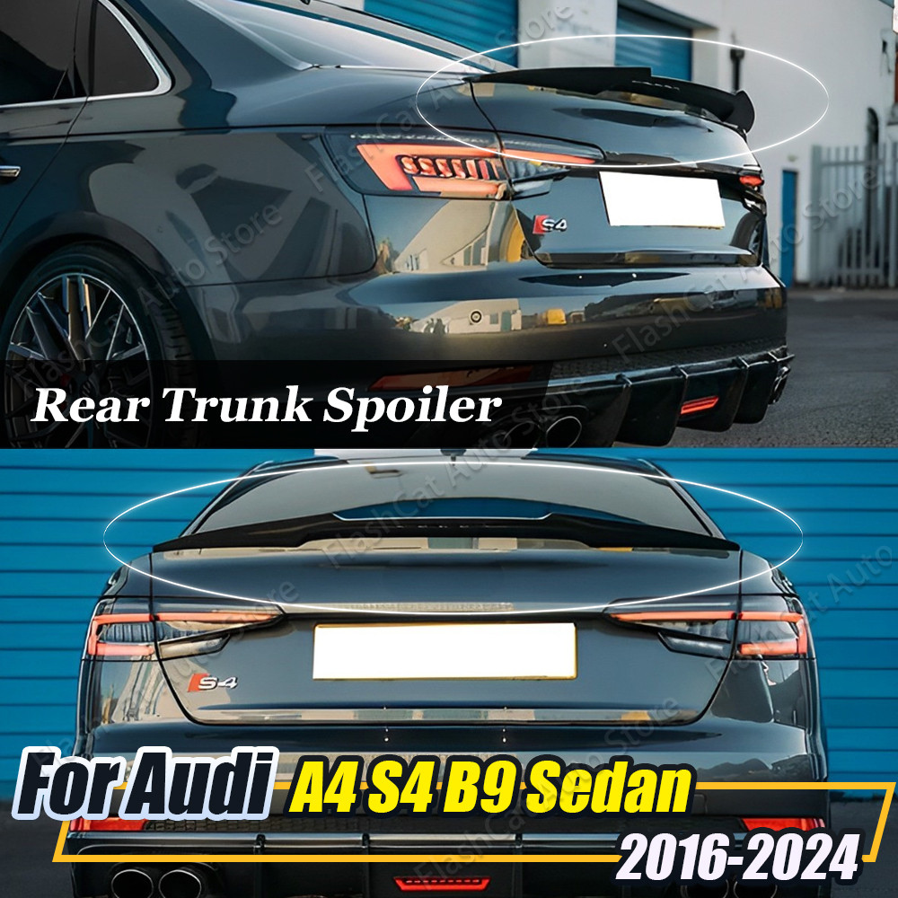 A4 B9 Car Rear Spoiler Rear Trunk Lip Trim Tail Wing Body Kit Carbon Fiber Look For Audi A4 B9 ...