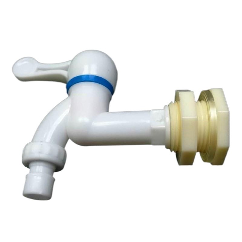 .Plastic faucets are connected to buckets with glue. Household ...