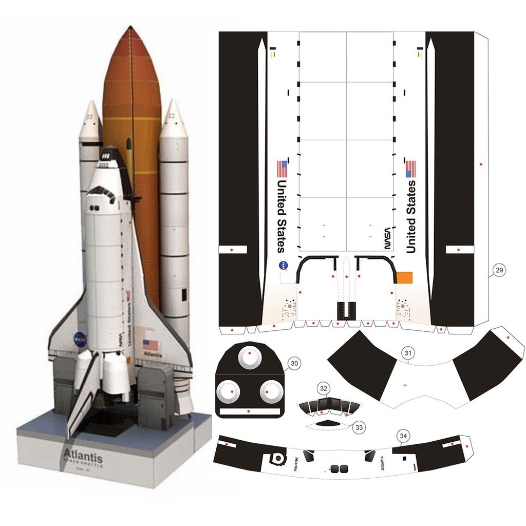 1:150 DIY Paper Model Toys 1 Set 3D Space Shuttle Paper Educational ...