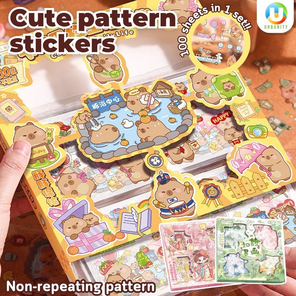 100 Sheets Capybara Animal Stickers, Waterproof Kids Sticker, Trendy ...