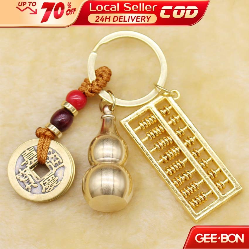 GEEBON Fengshui Abacus Gourd Keychain With Five Coin Lucky Charm ...