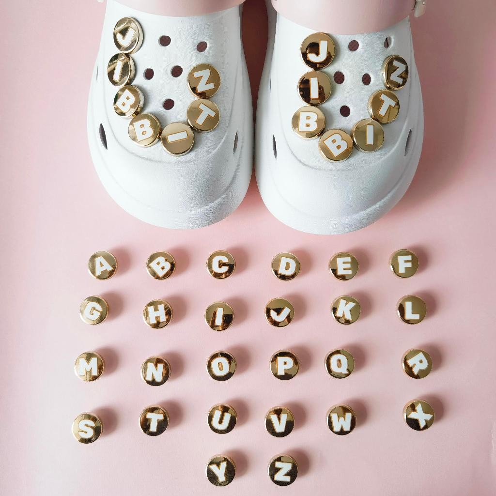 Alphabet A-Z Cros Accessories Letters Jibits Charm Gold Jibitz for ...