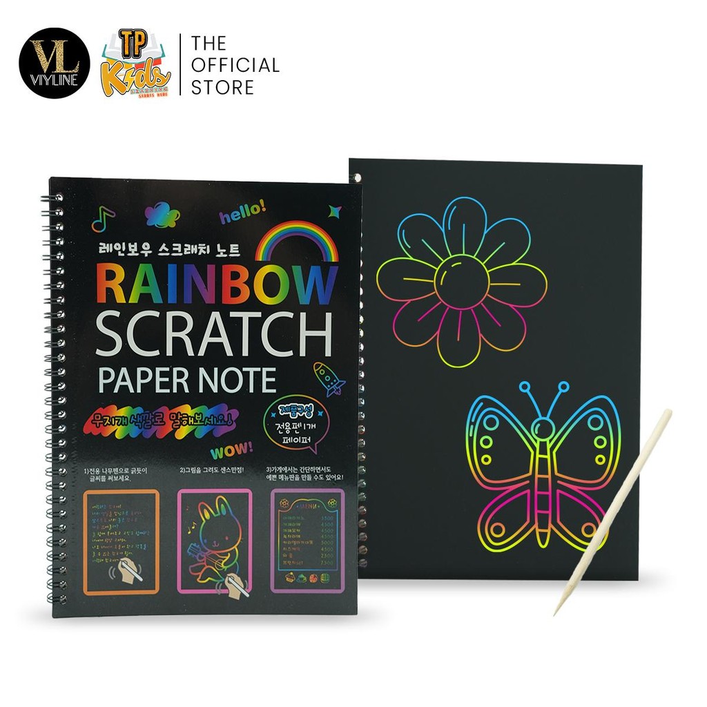 Large Magic Color Rainbow Scratch Paper Note Book Black | Shopee ...