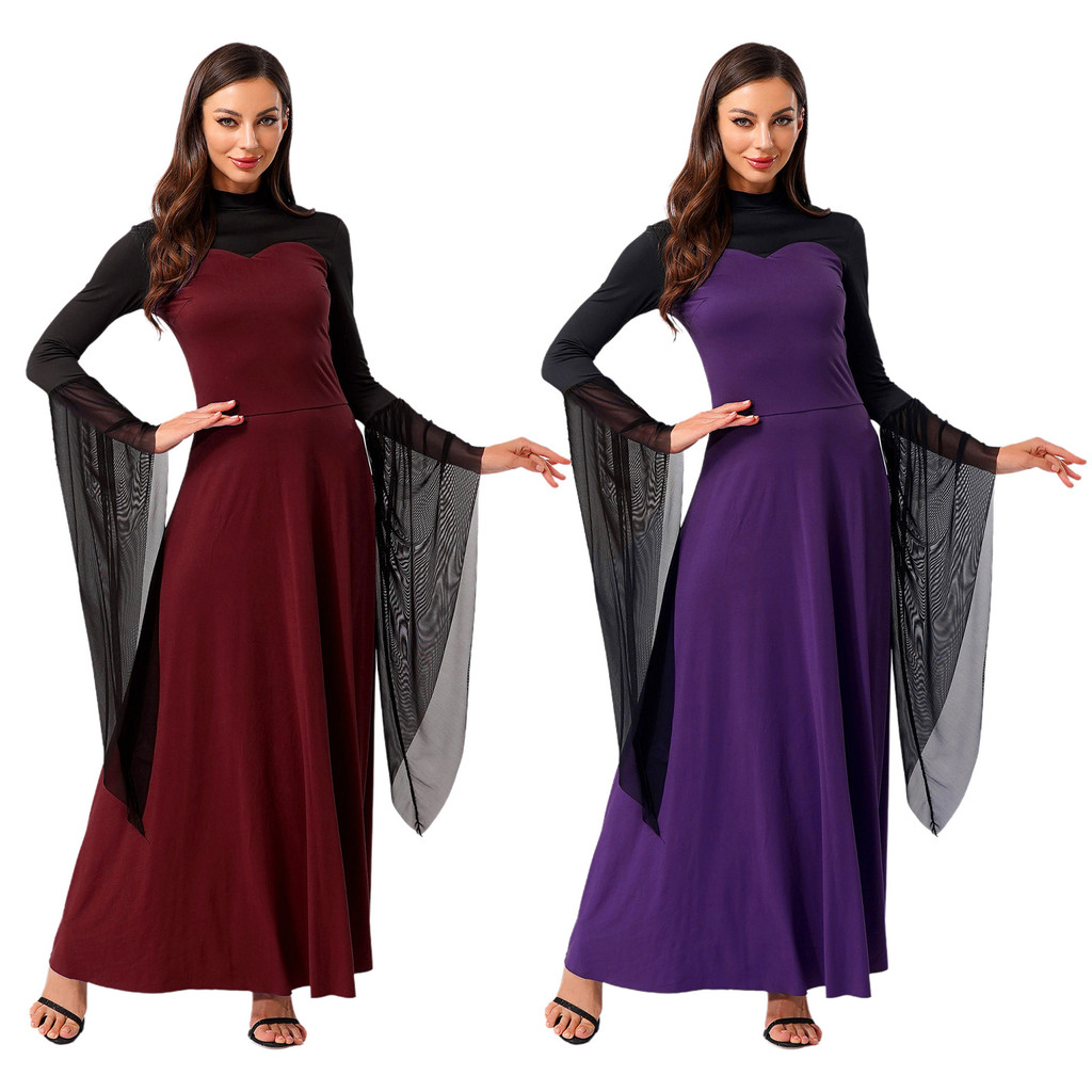 Yeahdor Womens Witch Vampire Evil Queen Cosplay Dress Long Sleeve ...