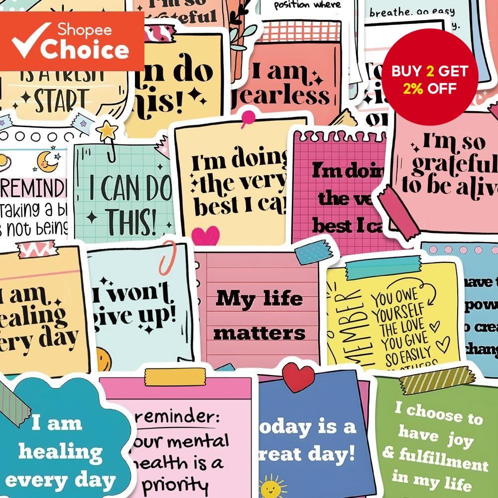 50PCS Motivational Quote Stickers - Waterproof Vinyl Decals for Journal ...