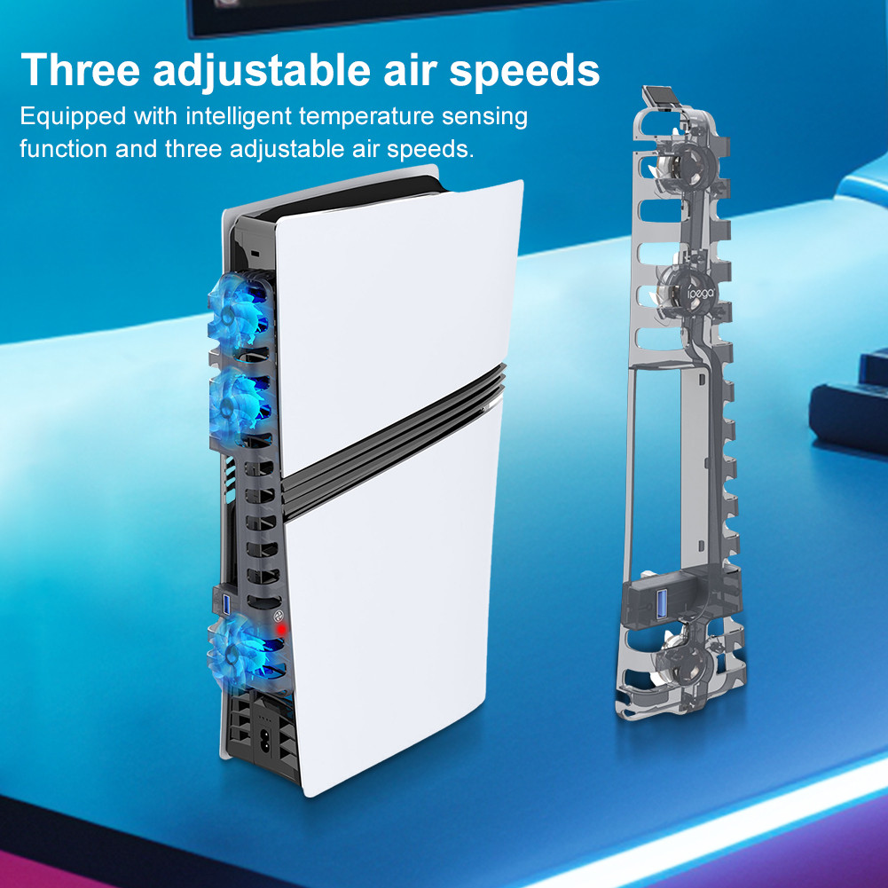 For PS 5 Pro/PS 5 Slim Cooling Fan Quiet Cooler Fan with 3 Fans USB 3.0 ...