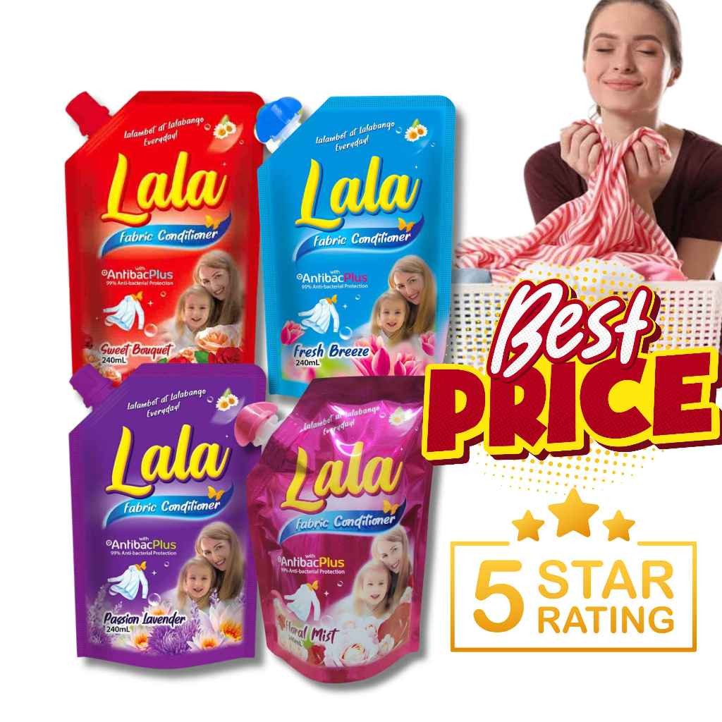 LaLa Fabric Conditioner 240ml (Fresh Breeze, Floral Mist,Sweet Bonquet ...