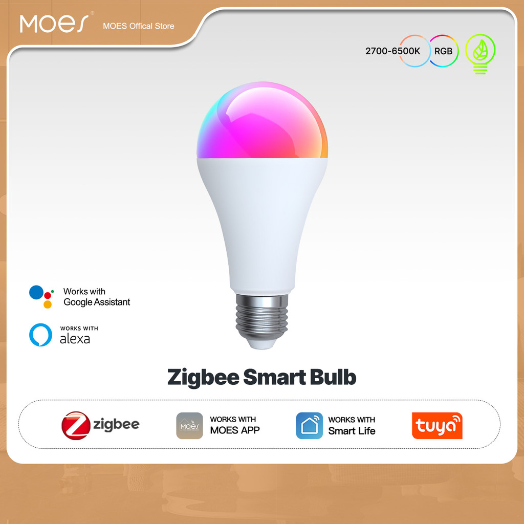 MOES Tuya Zigbee Smart LED Bulb Dimmable RGB C+W Colors 14W E27 2700K ...