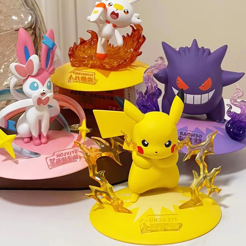 4LG9 Playism Pokémon Figure Fairy Ibrahimovic Ornaments Pikachu Gengar ...