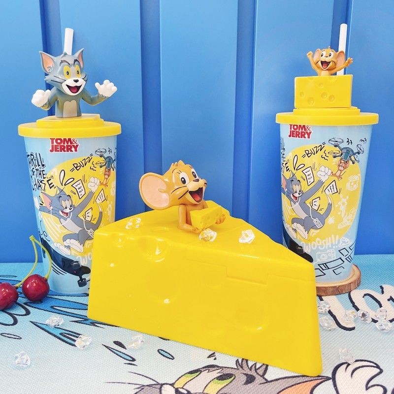 Genuine Cat and Mouse Jerry Cheese Shaped Cup Tom Straw Cup Cartoon ...