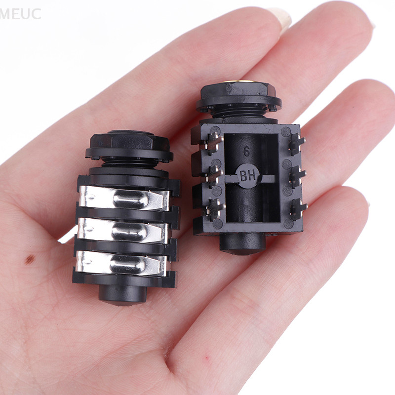 Meuctiffy 5PCS Stereo Type Audio Jack PCB Panel Mount 6 Pin 1/4" 6.35mm ...