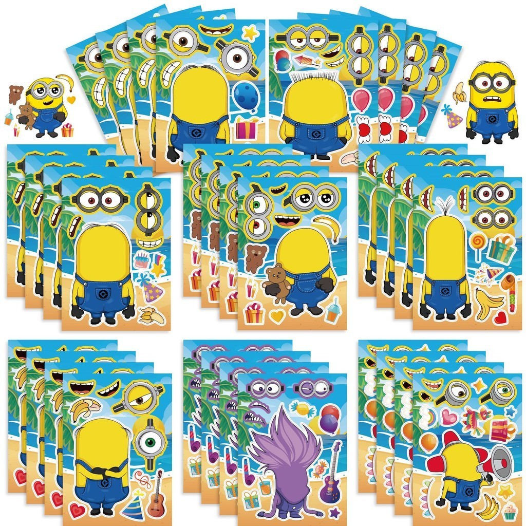 16Pcs Minions Cartoon Puzzle Sticker Set Despicable Me Theme Cute ...