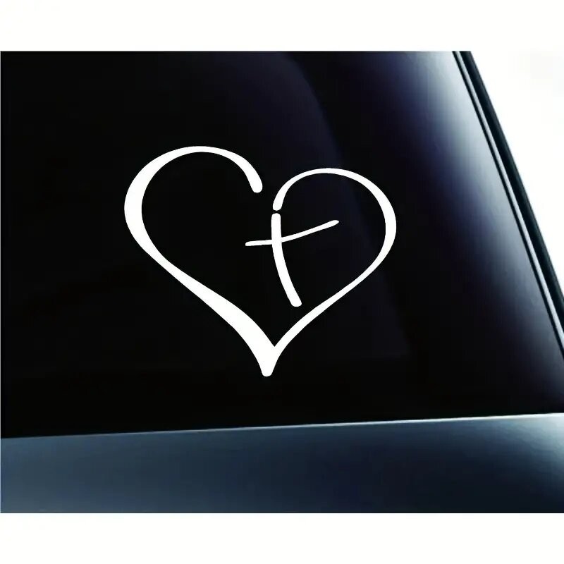 Cross Heart Decal Car Sticker Car Motorcycle Truck Truck Laptop Desk ...