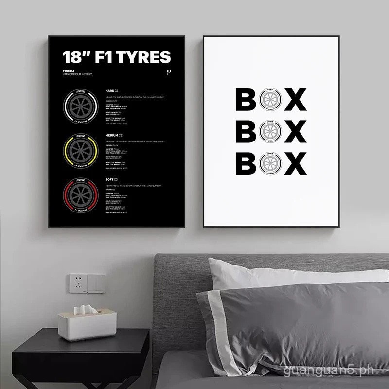 Formula 1 Tyres Aesthetic Poster Print Wall Art Canvas Painting F1 Road ...
