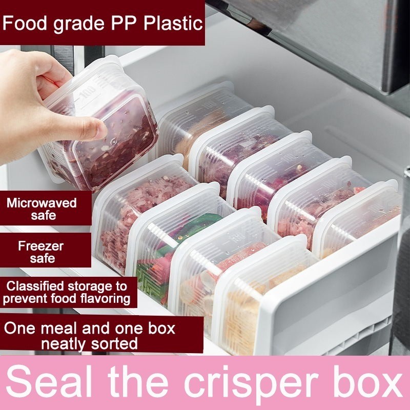 4Pcs Refrigerator Frozen Fridge Food Sealed Separated Square Storage ...
