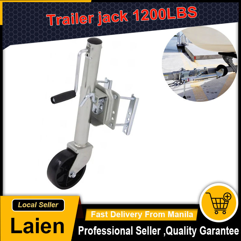 1200 lb hand trailer jack leg guide wheel 6 inch wheel strap bolts ...