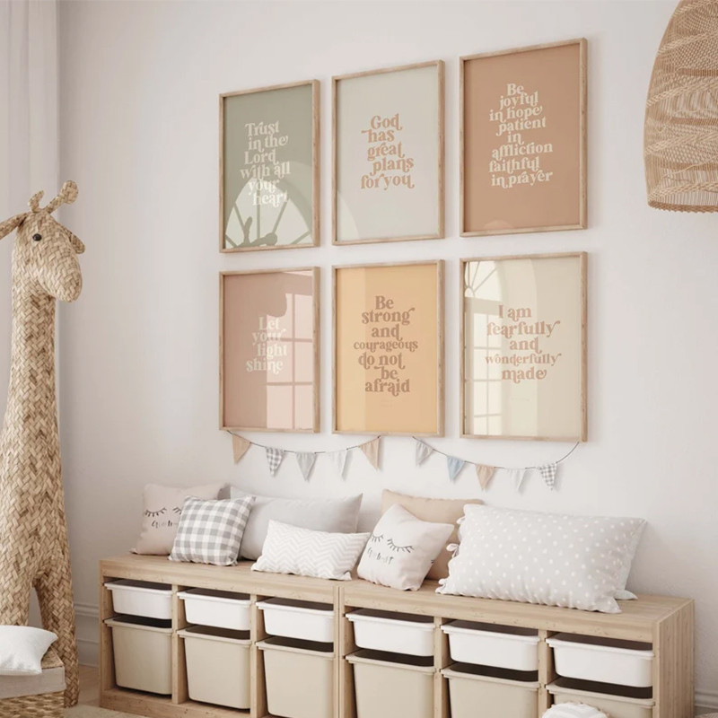 Children's Bible Verses Bohemian Wall Art Poster Church Lord Christian ...