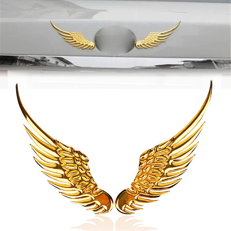 3D Stereo Metal Angel Wing Emblems Car Sticker Decorations Chrome Eagle ...