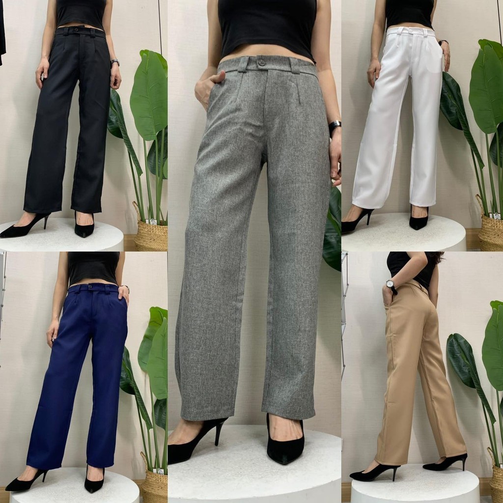 L-5XL Ladies Straight Cut Plus Size Office Slacks Pants Suit For School ...