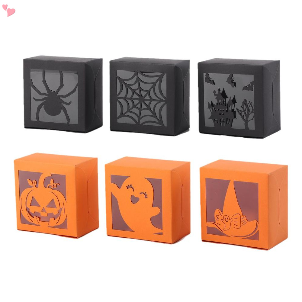 Halloween Treat Boxes Square Gift Box With Window Ghost Pumpkin Cookies ...