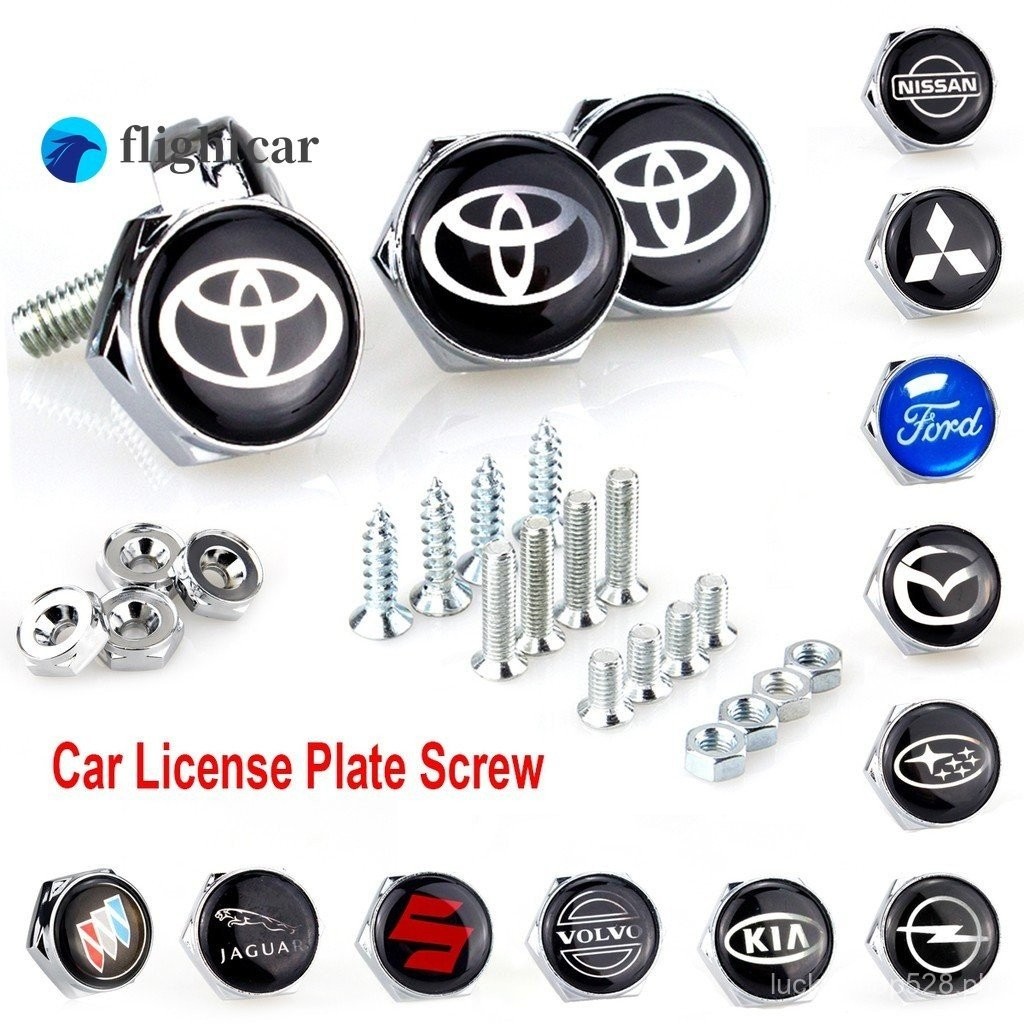 For ALL Car 4pcs/set Car Racing Styling Alloy Metal Car License Plate ...
