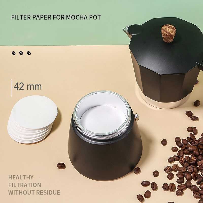 One Two Cups Coffee Filter Paper Coffee Filter Paper Moka Pot 100 pcs ...