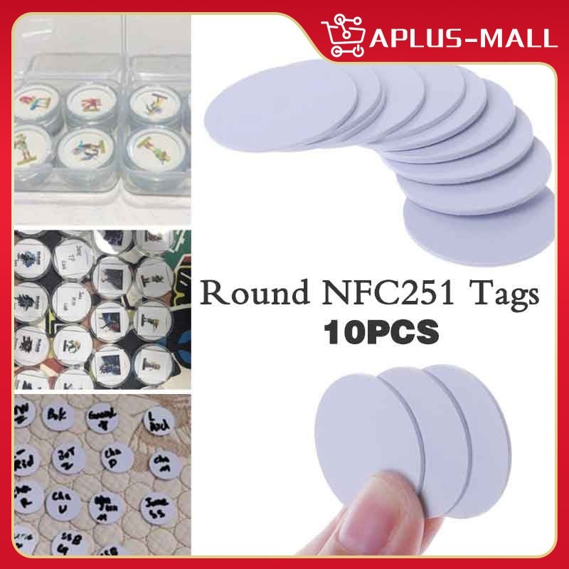 10Pcs Round NFC Tags Phone Available Adhesive Labels Circle White RFID ...
